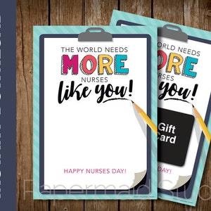 Nurses Day Thank You Gift Card Holder Printable - Nurse Thank You Card ...