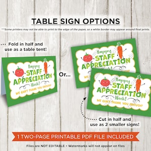Teacher Appreciation Salad Bar Signs Printable - Teacher Appreciation ...