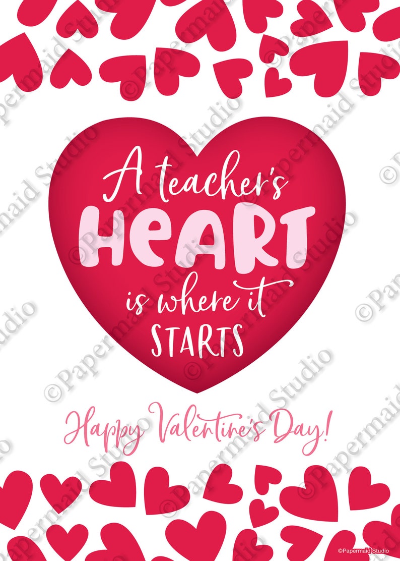 PRINTABLE Teacher Valentine Card Valentine's Day Card - Etsy