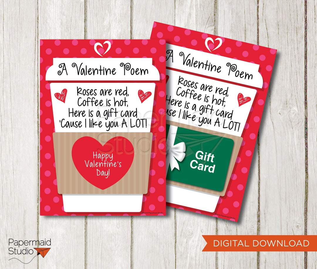 Teacher Coffee Valentine Card - Teacher Valentine Gift Card Holder ...