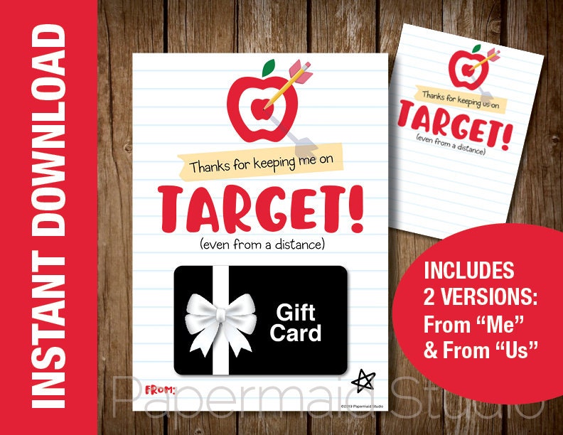 PRINTABLE Teacher Thank You Card Appreciation Card Target | Etsy