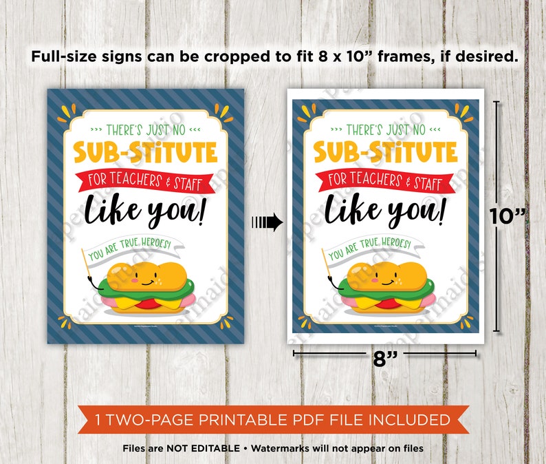 Teacher Appreciation Sub Sandwich Signs Printable - Teacher ...