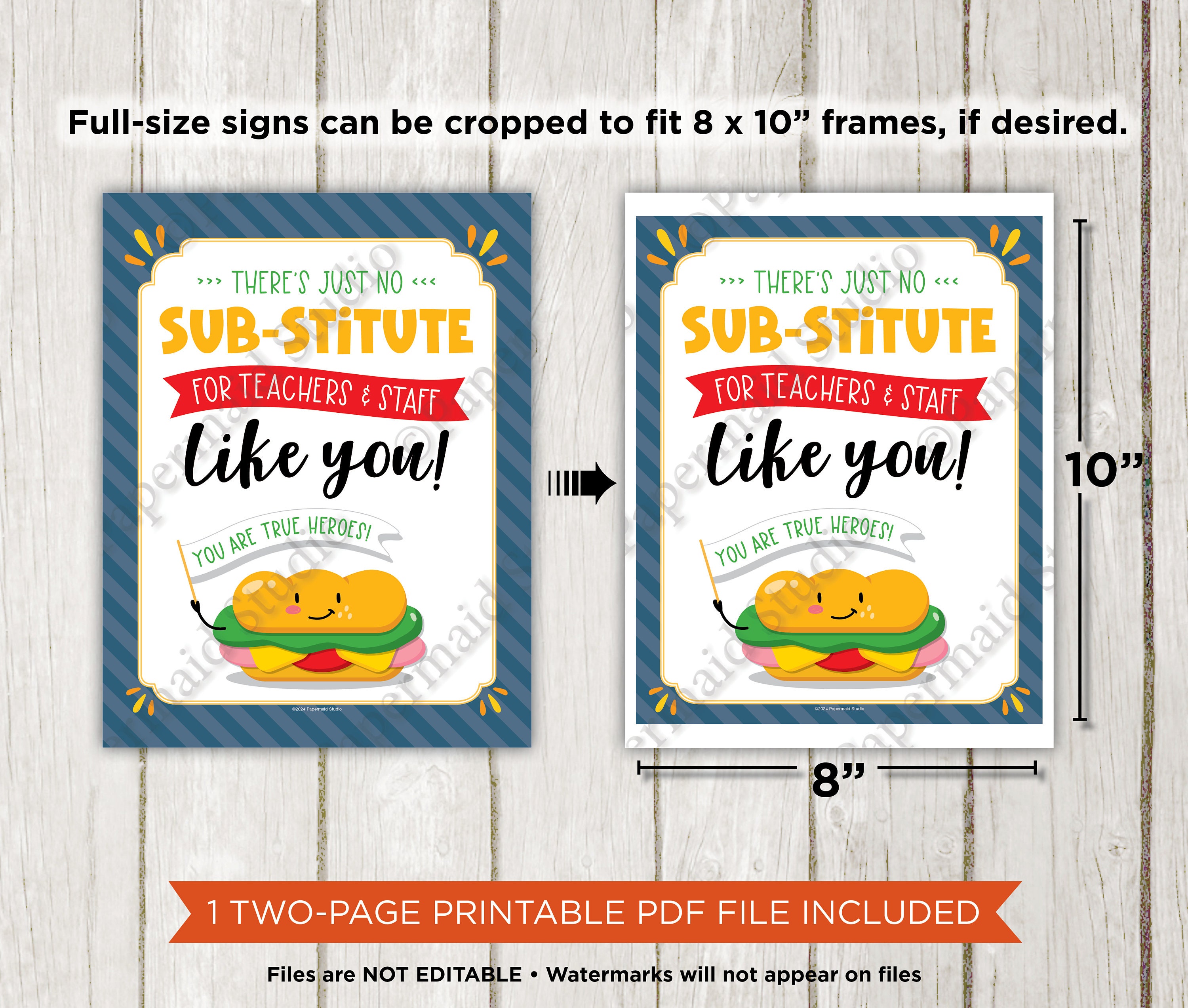Teacher Appreciation Sub Sandwich Signs Printable - Teacher ...