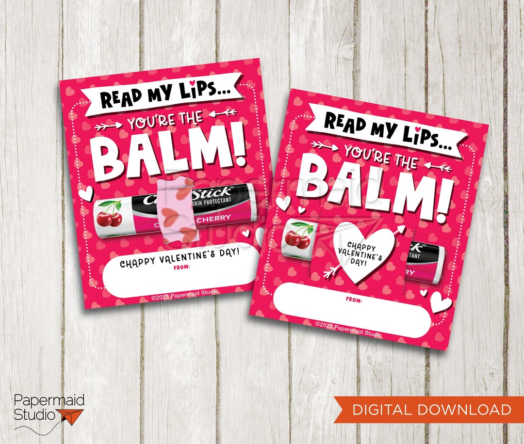 Lip Balm Valentine Tags - Printable Chappy Valentines Day Tag ...