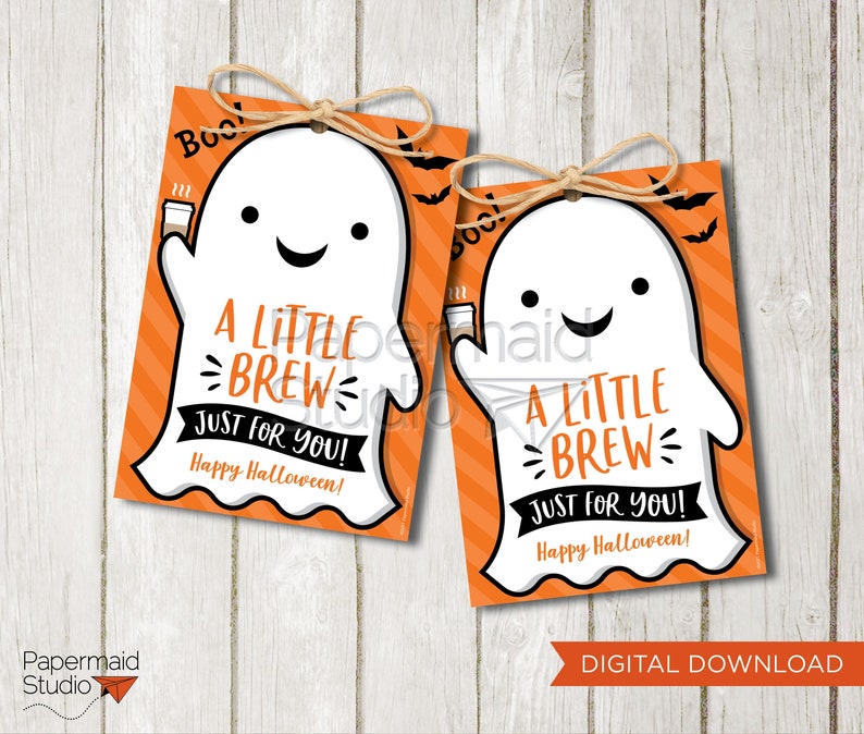 Halloween Gift Tag for Coffee - Teacher Halloween Hang Tag - Ghost ...
