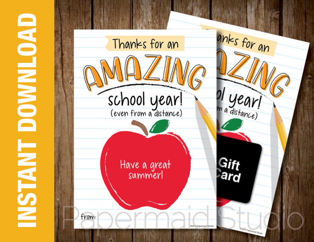 Virtual Teacher Appreciation Week Gift Card Holder Printable - Distance ...