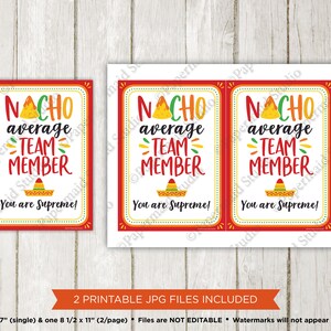 Employee Appreciation Gift Printable Nacho Average Employee Nacho ...