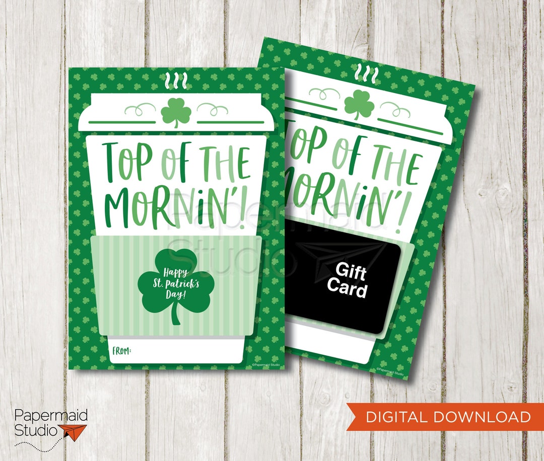 St. Patrick's Day Coffee Gift Card Holder PRINTABLE - Shamrock Coffee ...