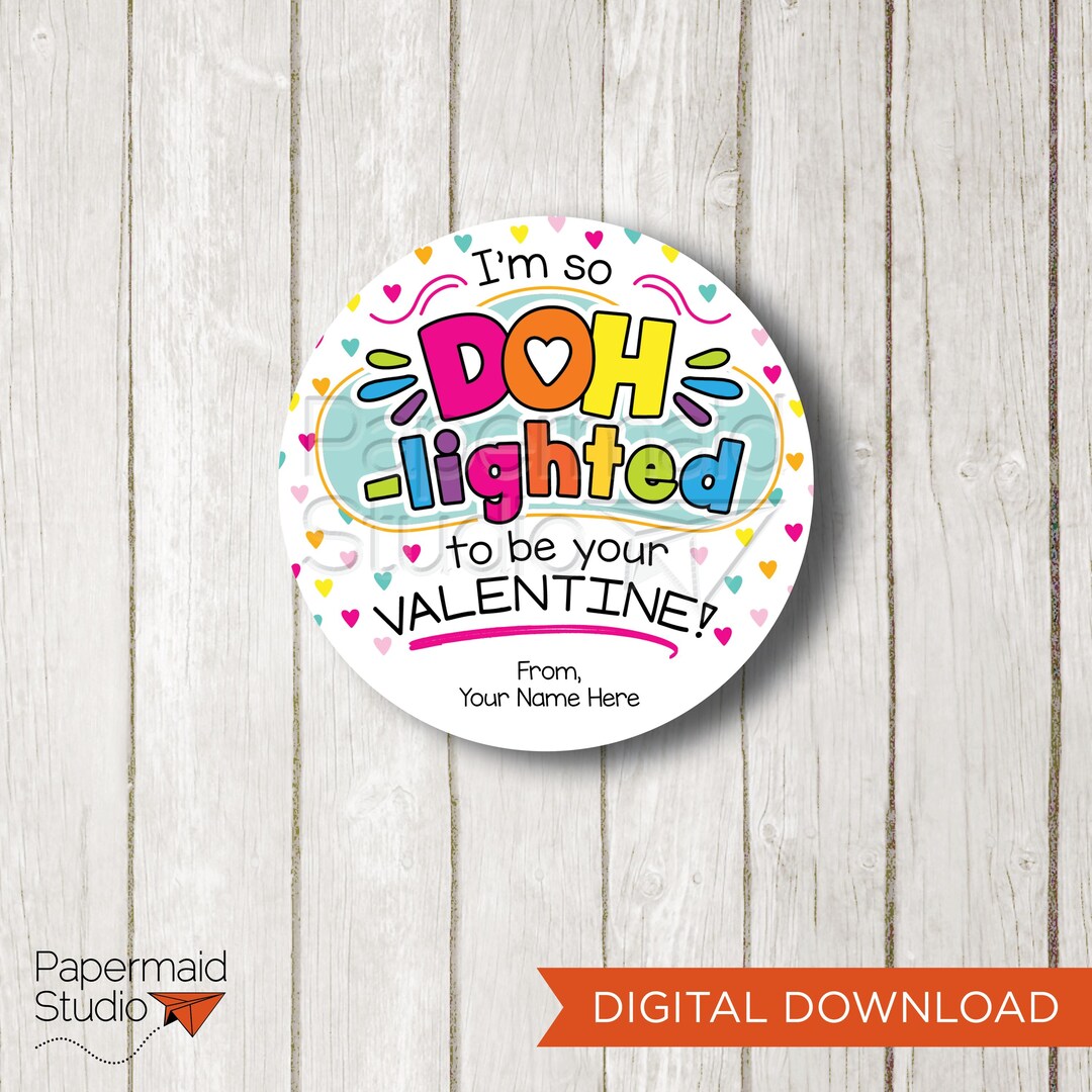 Play Dough Valentines Printable - Classroom Valentine Cards - Non Candy ...