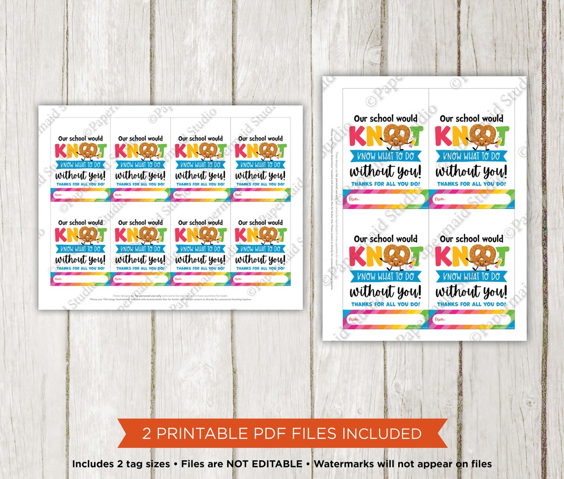 Teacher Appreciation Gift Pretzel Gift Tag Printable Staff - Etsy