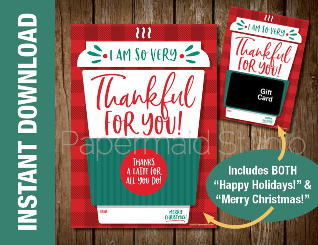 PRINTABLE Thanks a Latte Christmas Coffee Gift Card Holder - Teacher ...