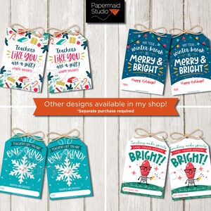 Teacher Christmas Gift Tag Printable - Teacher Christmas Card - Teacher ...