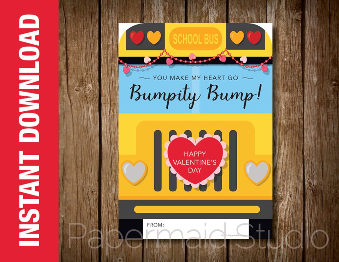 PRINTABLE Bus Driver Valentine Card - Printable School Bus Valentine ...