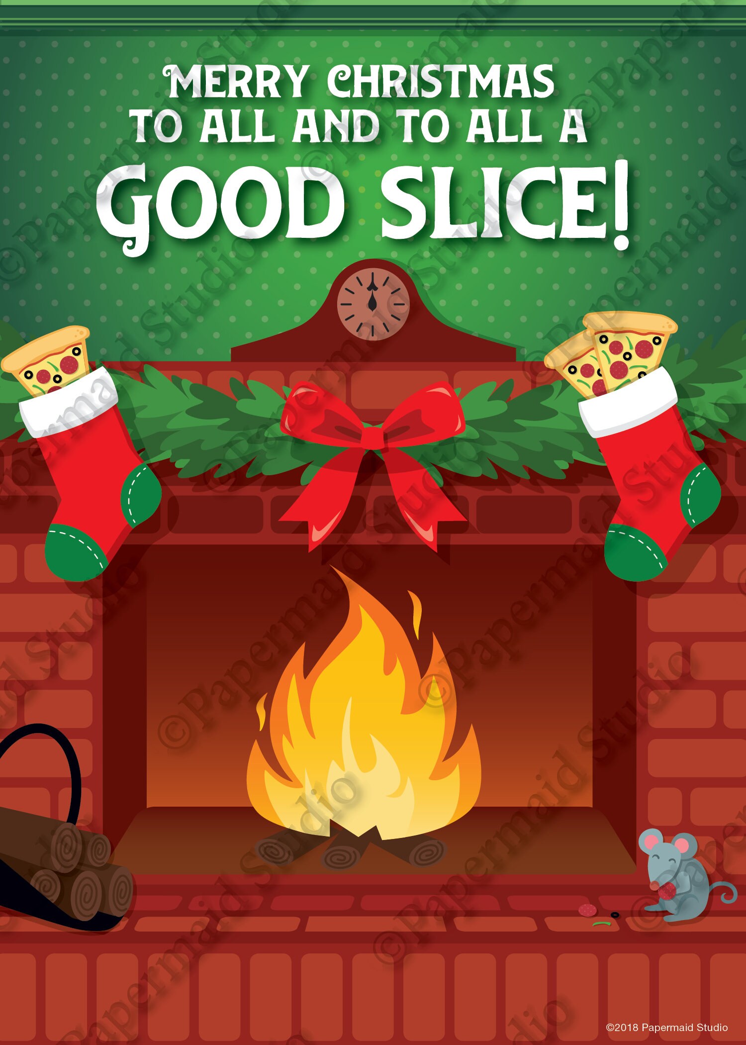 PRINTABLE Pizza Night Holiday Card -- Christmas Gift Card Holder ...