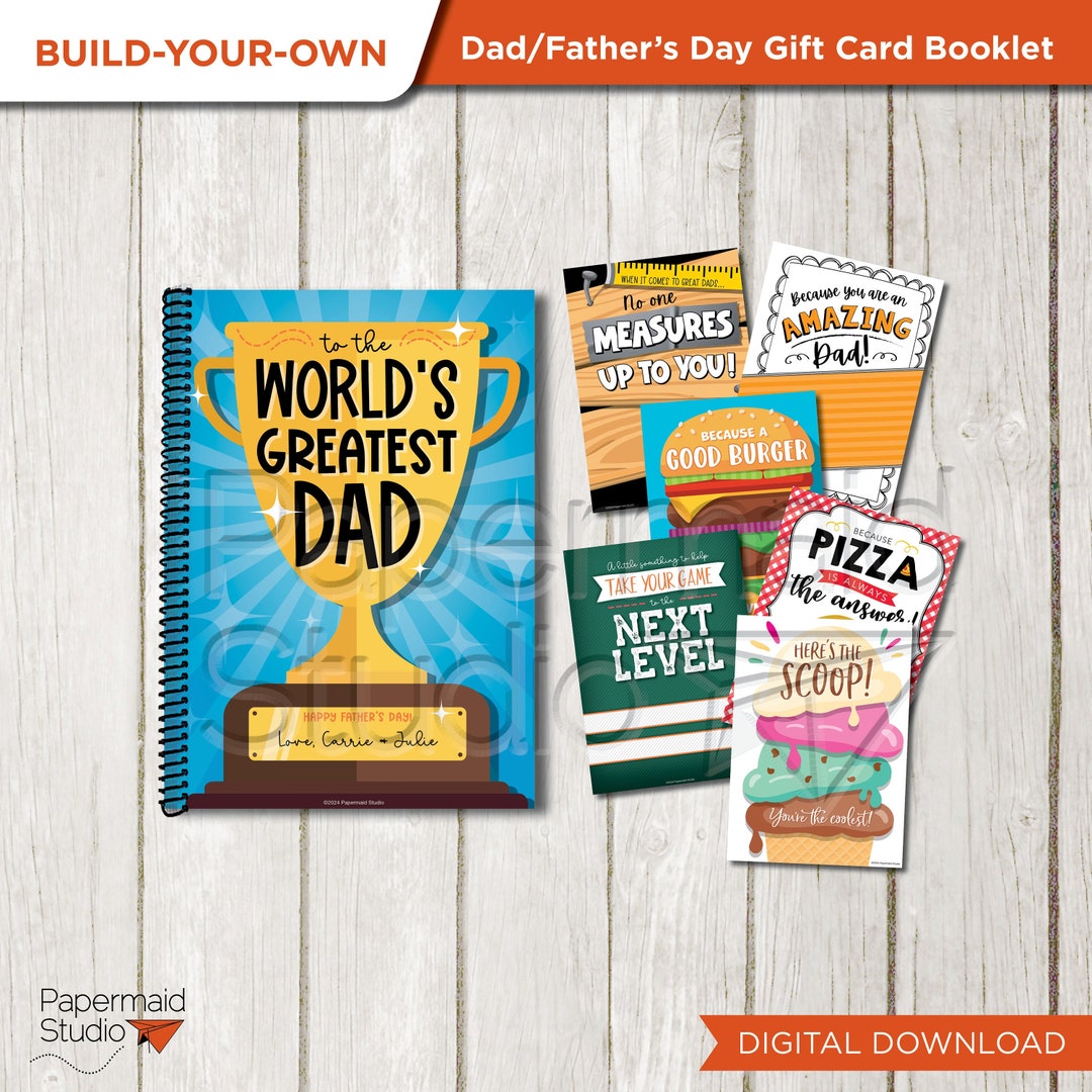 Father's Day Gift Card Book Printable - Dad Birthday Gift Card Holder ...