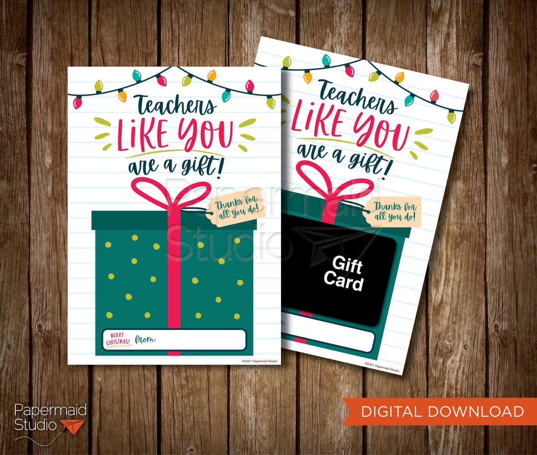 Teacher Christmas Gift Card Holder Printable - Virtual Learning Teacher ...