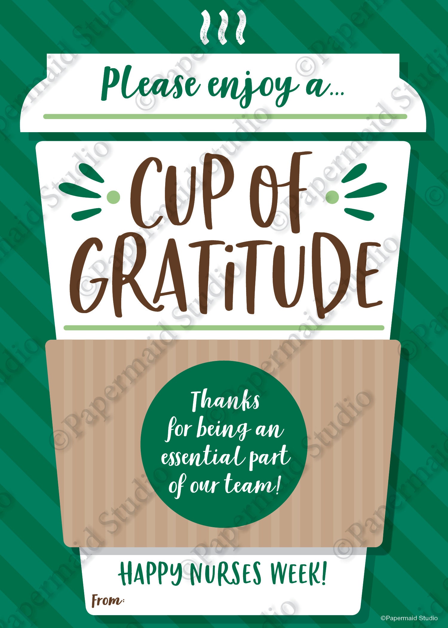 PRINTABLE Nurse Thanks a Latte Coffee Gift Card Holder - Nurses Week ...