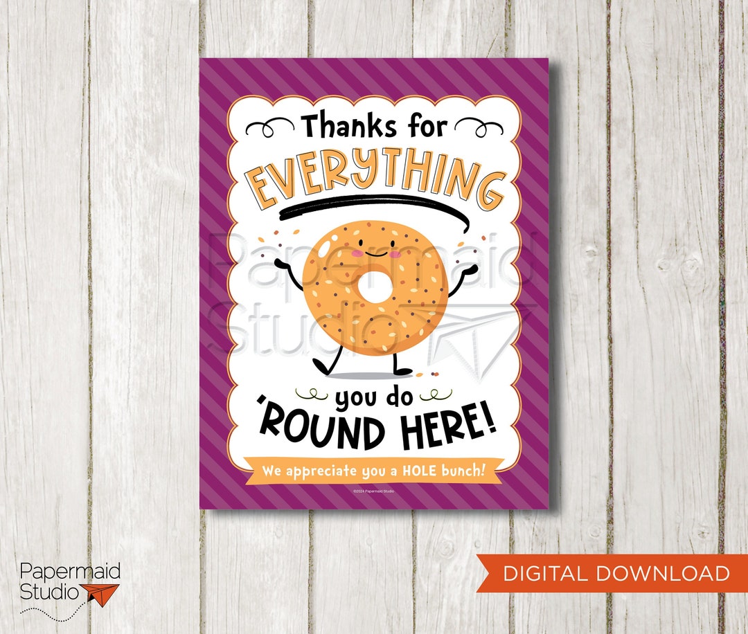 Teacher Appreciation Bagel Printable - Staff Appreciation Bagel Thank ...