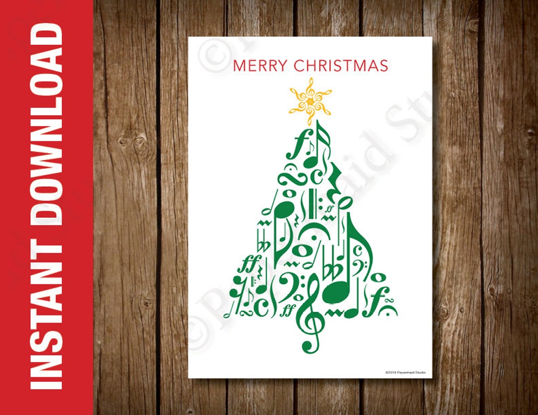 PRINTABLE Music Teacher Christmas Card -- Printable Music Teacher Gift ...