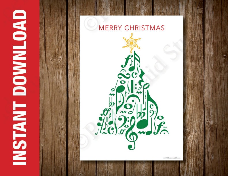 PRINTABLE Music Teacher Christmas Card Printable Music - Etsy