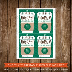 Welcome Back Coffee Gift Tag Printable Staff Employee Office Return to ...