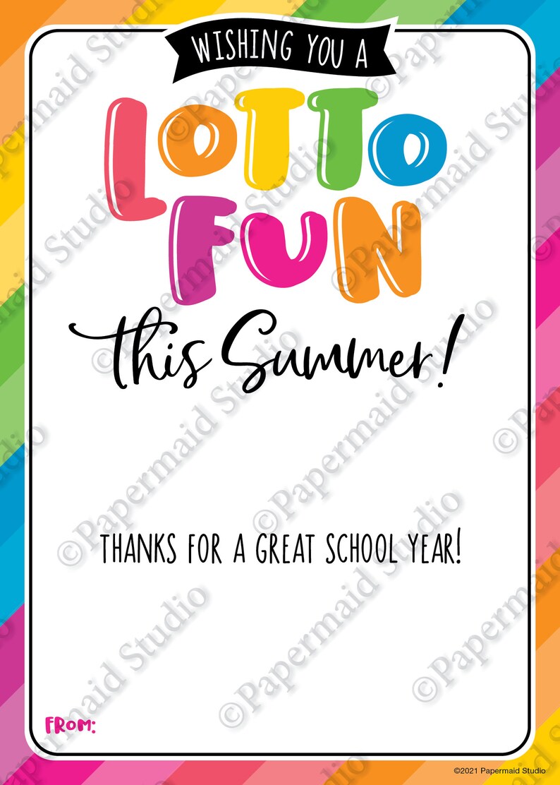 Printable Lottery Ticket Teacher Thank You Gift Teacher - Etsy