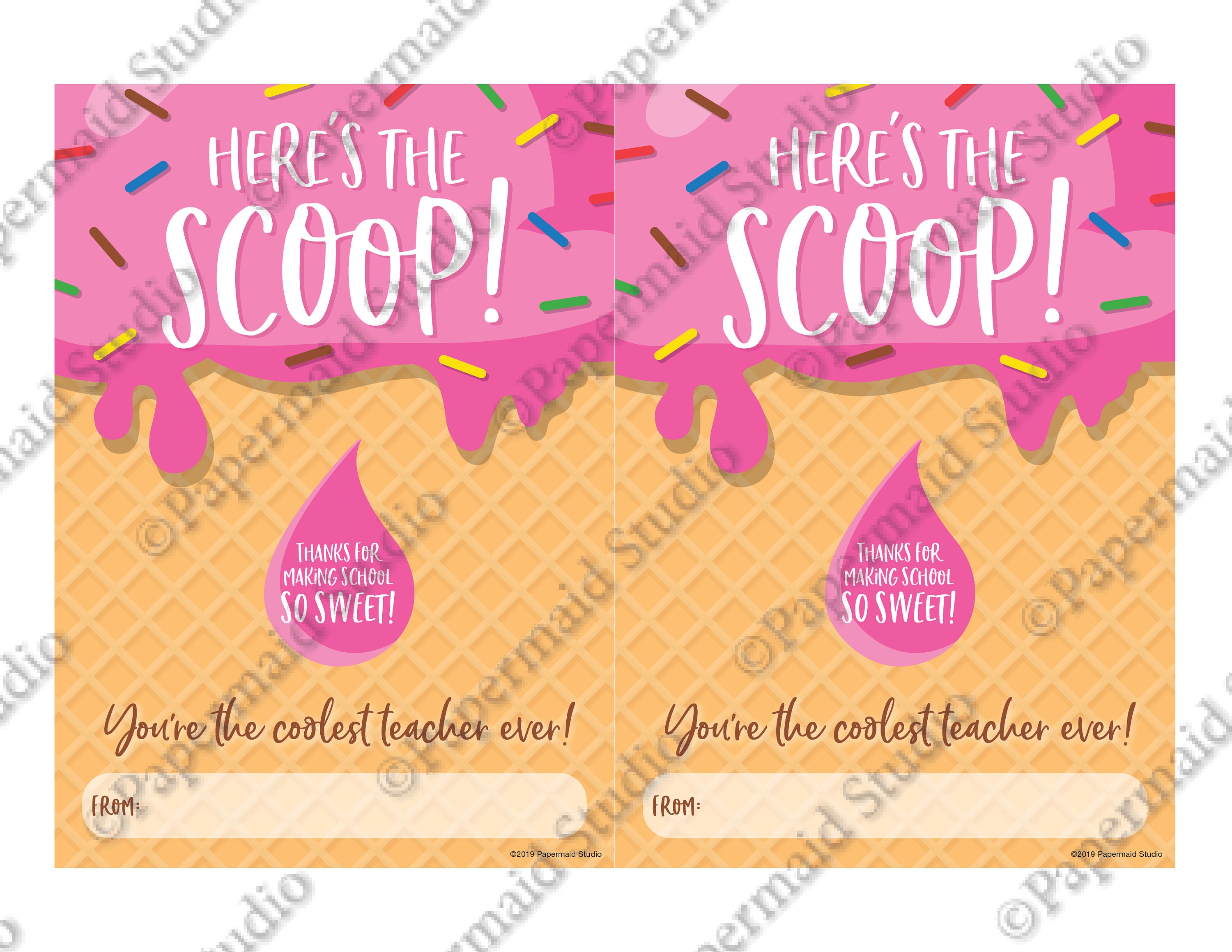 PRINTABLE Teacher Ice Cream Gift Card Holder Teacher - Etsy
