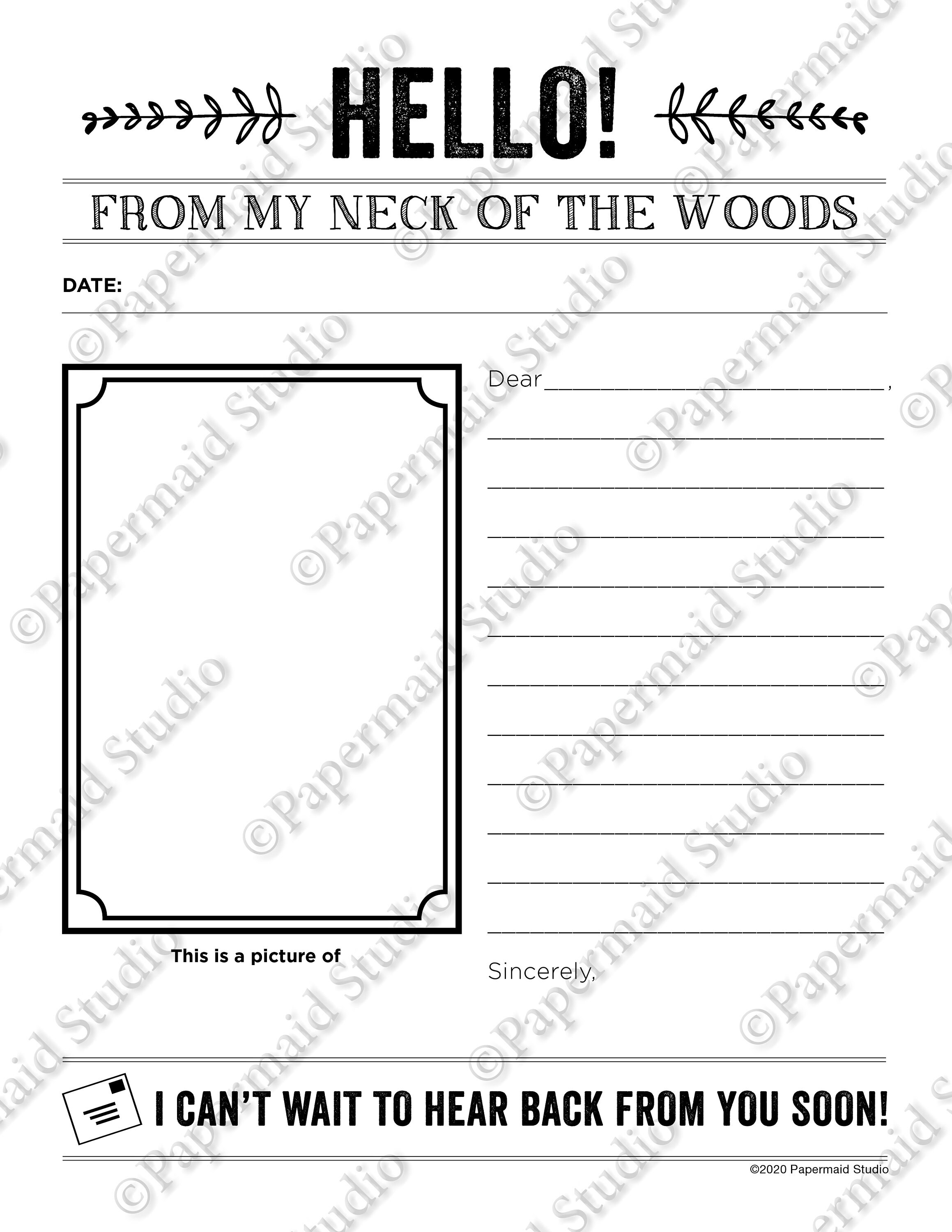 PRINTABLE Pen Pal Letter Template Writing Sheets for Family | Etsy