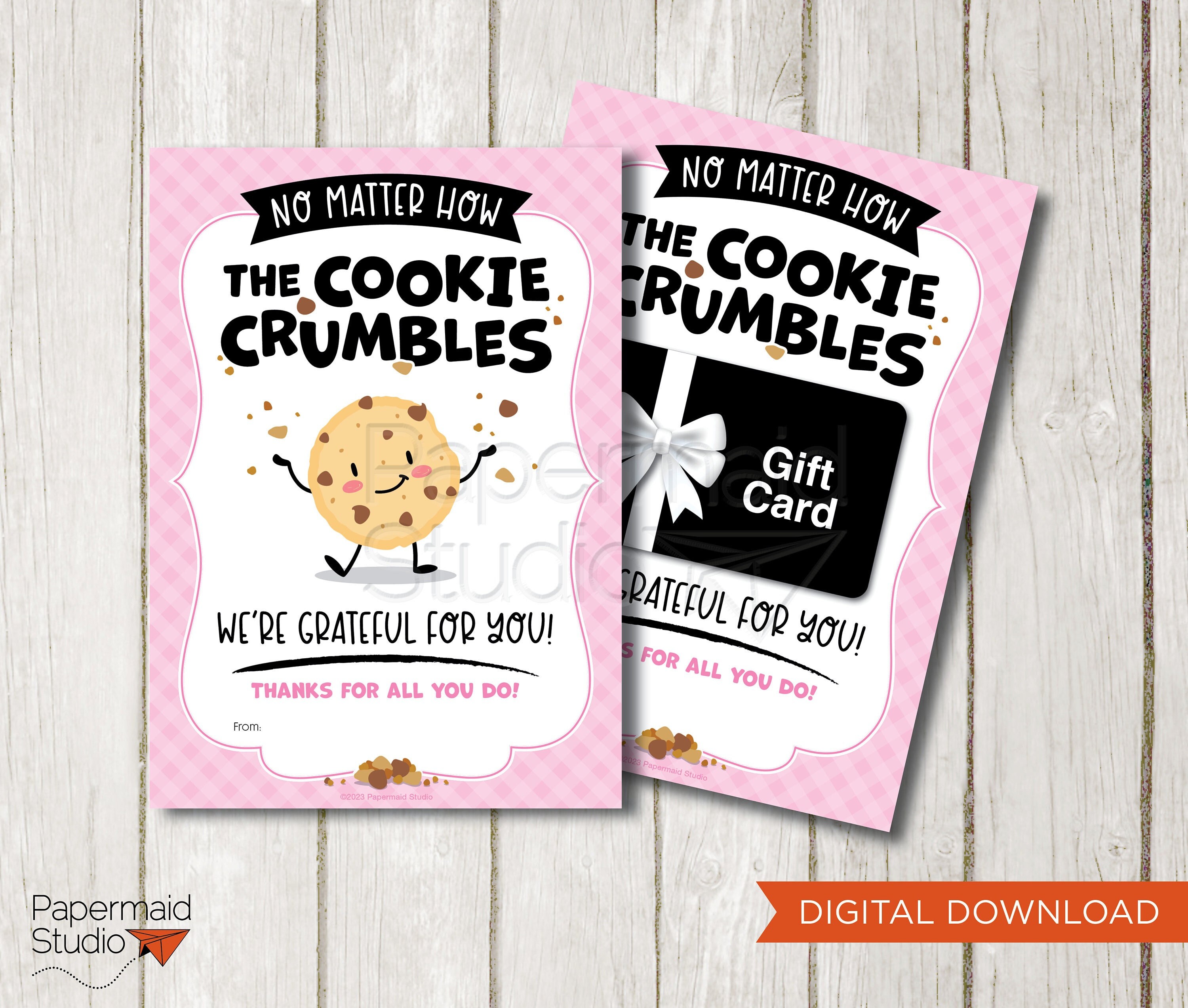 Employee Appreciation Gift - Teacher Cookie Gift Card Holder Printable ...