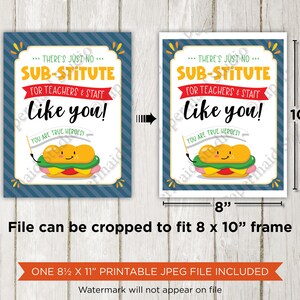Teacher Appreciation Printable - Sub Sandwich Sign - Teacher Thank You ...