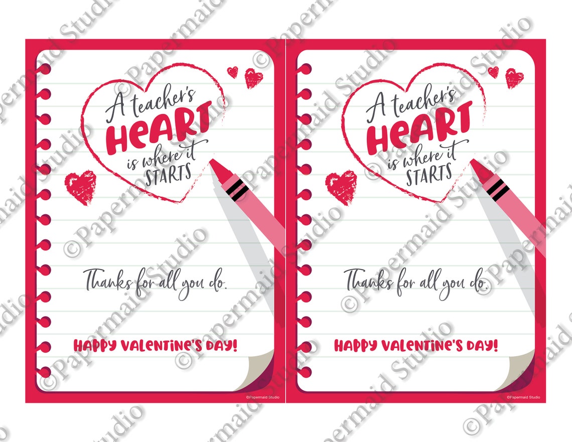 PRINTABLE Teacher Valentine Card Teacher Valentines Gift - Etsy