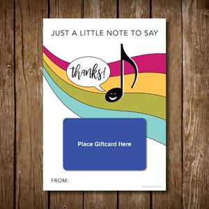 PRINTABLE Music Teacher Thank You Card -- Printable Music Teacher Gift ...