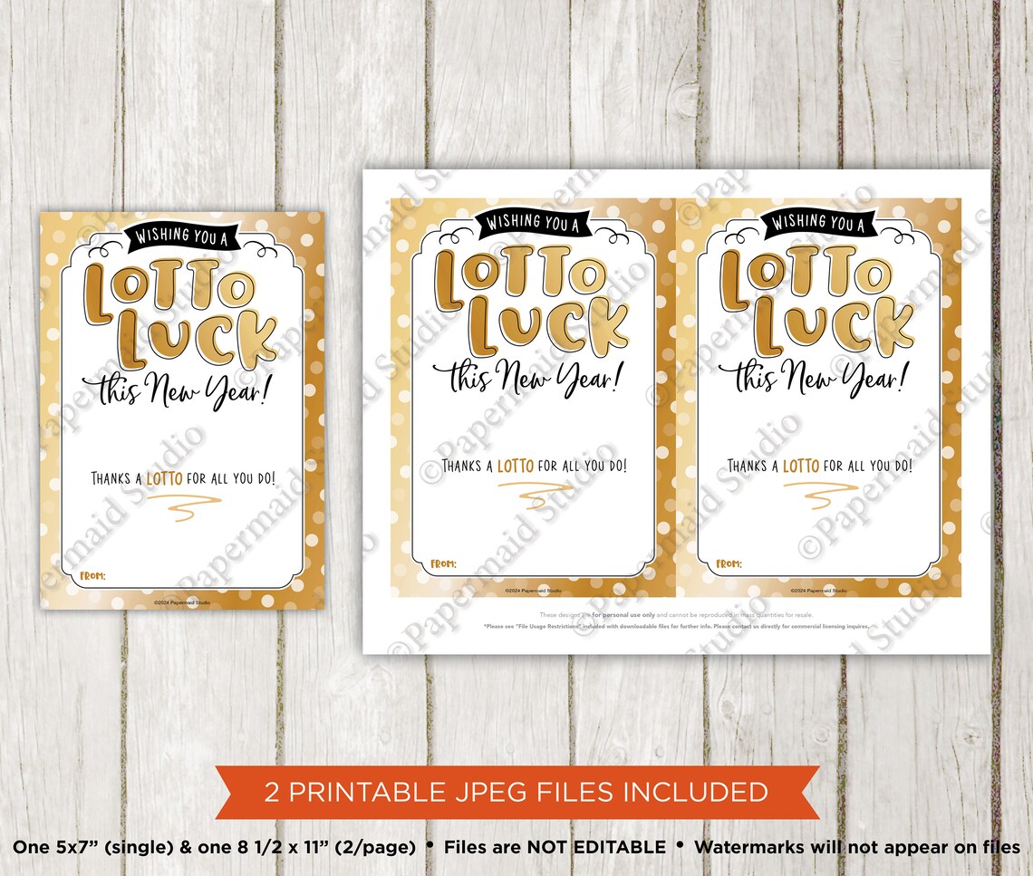 New Years Lottery Ticket Card Printable - Teacher Christmas Gift ...
