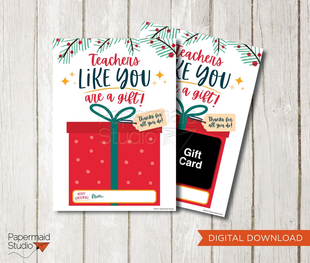Teacher Christmas Gift Card Holder Printable - Virtual Learning Teacher ...
