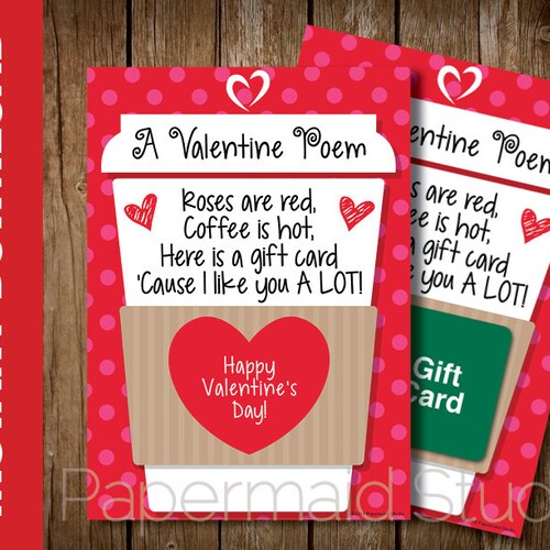 PRINTABLE Teacher Valentine's Day Coffee Gift Card Holder - Etsy