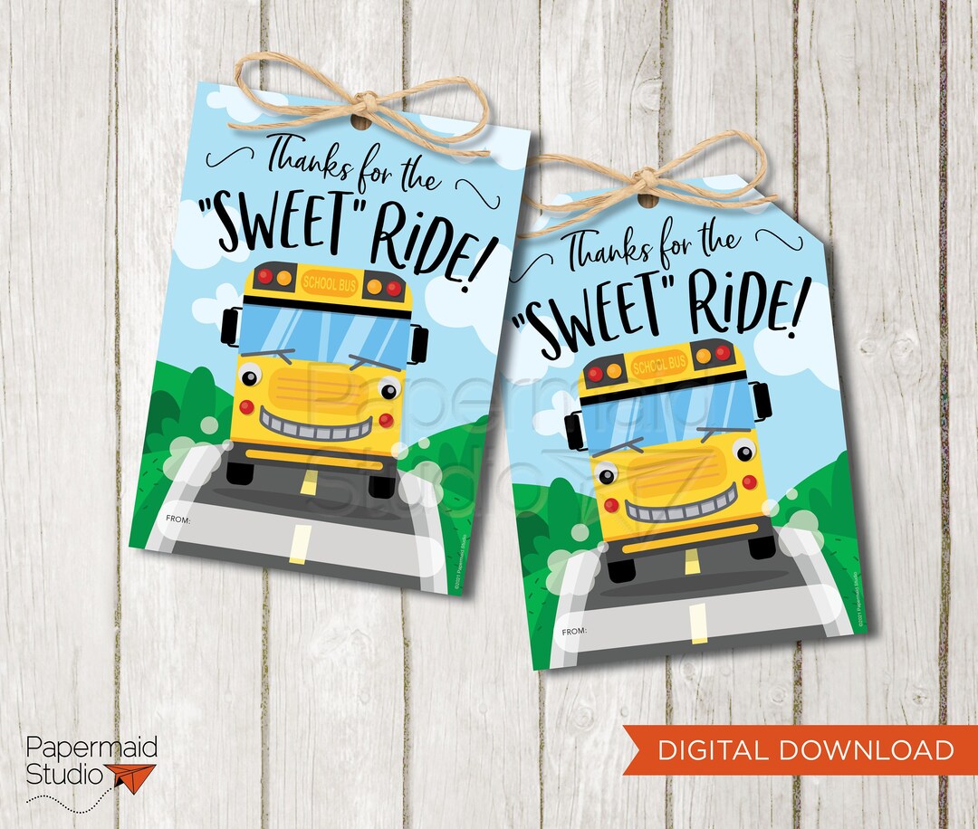 Bus Driver Gift Tag - Printable Bus Driver Appreciation Card - Bus ...