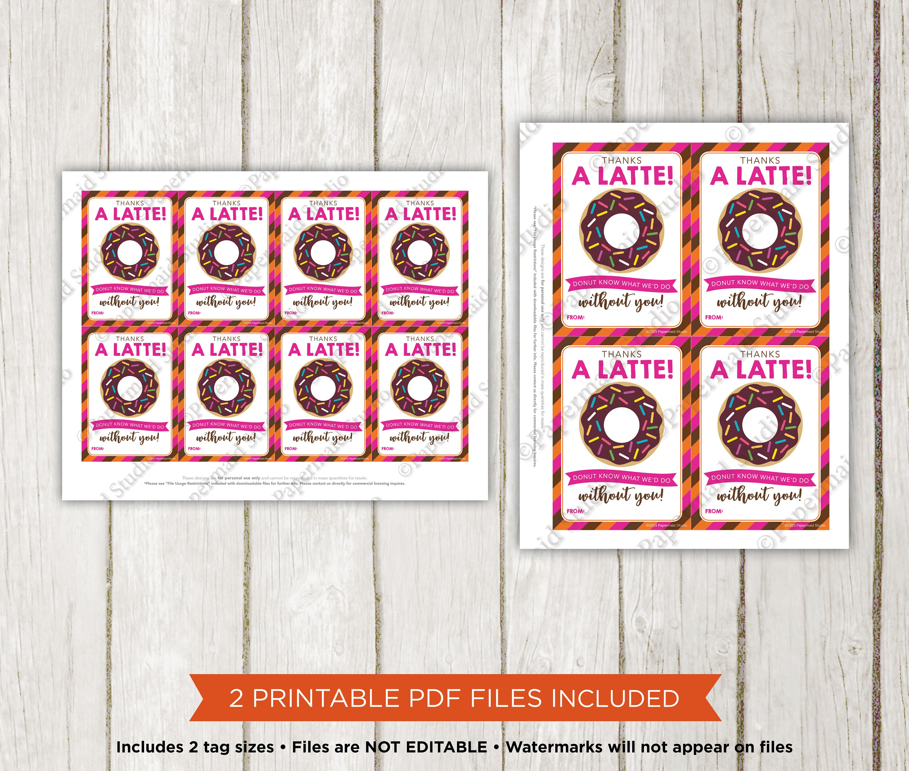 Thanks a Latte Printable - Donut Gift Tag - Coffee and Donuts Card ...