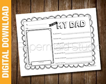Father's Day Printable Questionnaire All About Daddy - Etsy