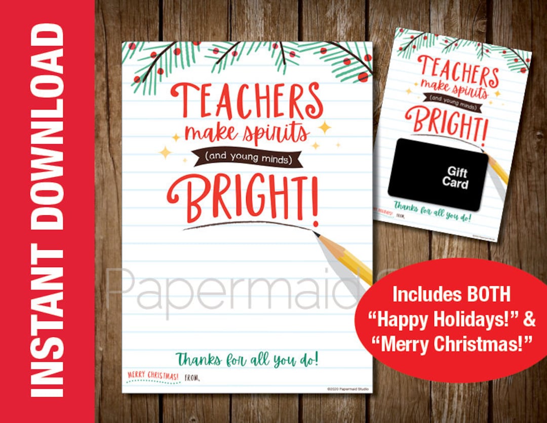 Teacher Christmas Gift Card Holder Printable - Virtual Learning Teacher ...