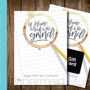PRINTABLE Back to School Coffee Teacher Gift Card Holder - First Day of ...