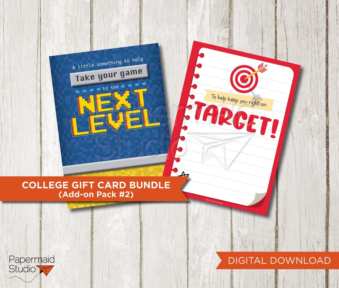 College Student Gift Card Book Add-on Pack #2 Printable Bundle ...