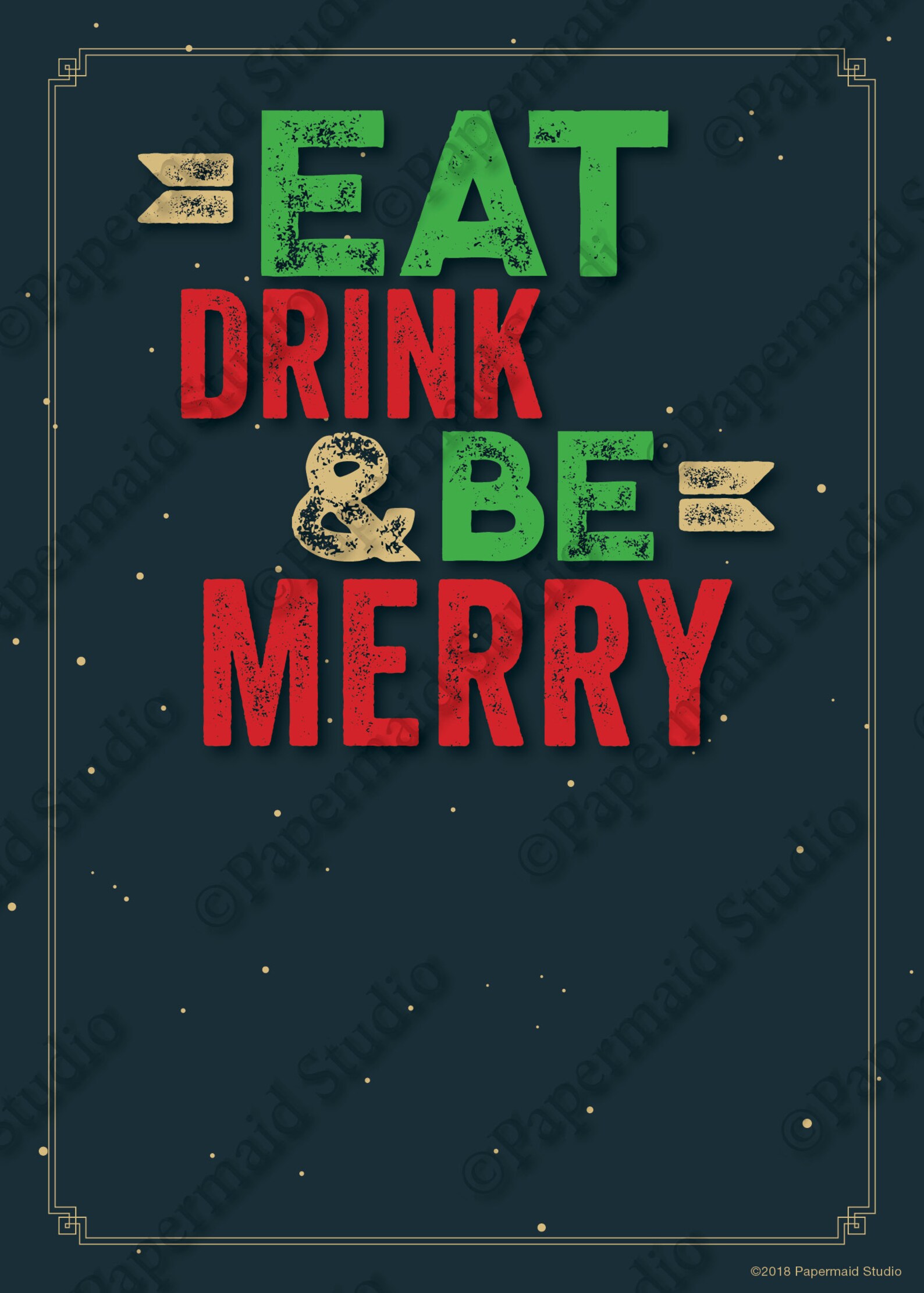 PRINTABLE Food and Drink Christmas Card -- Restaurant Holiday Card ...