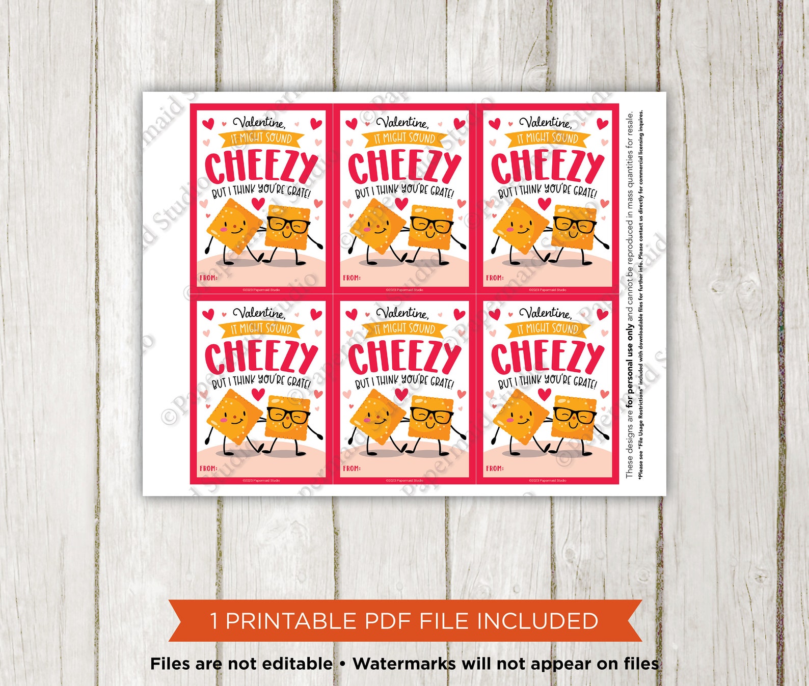 Valentine Cheese Cracker Tags - Printable Cheese Cracker Valentines Tag ...