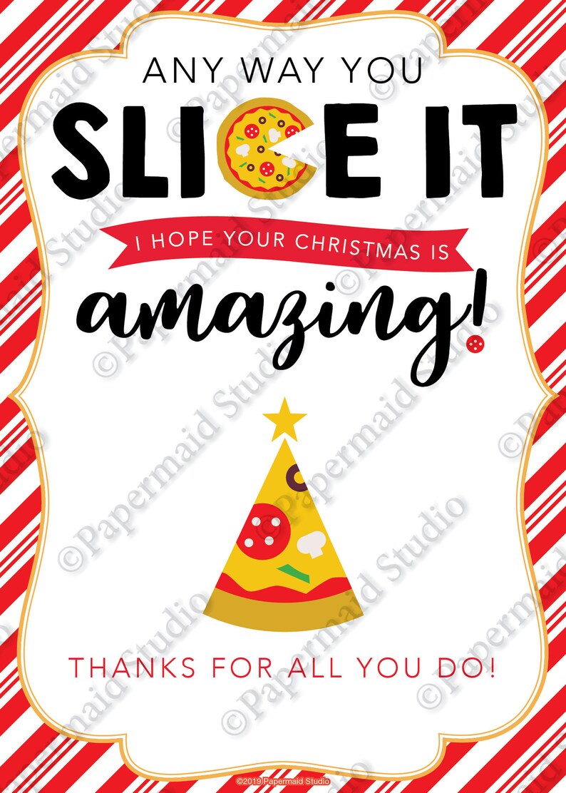 PRINTABLE Teacher Pizza Gift Card Holder Pizza Christmas | Etsy