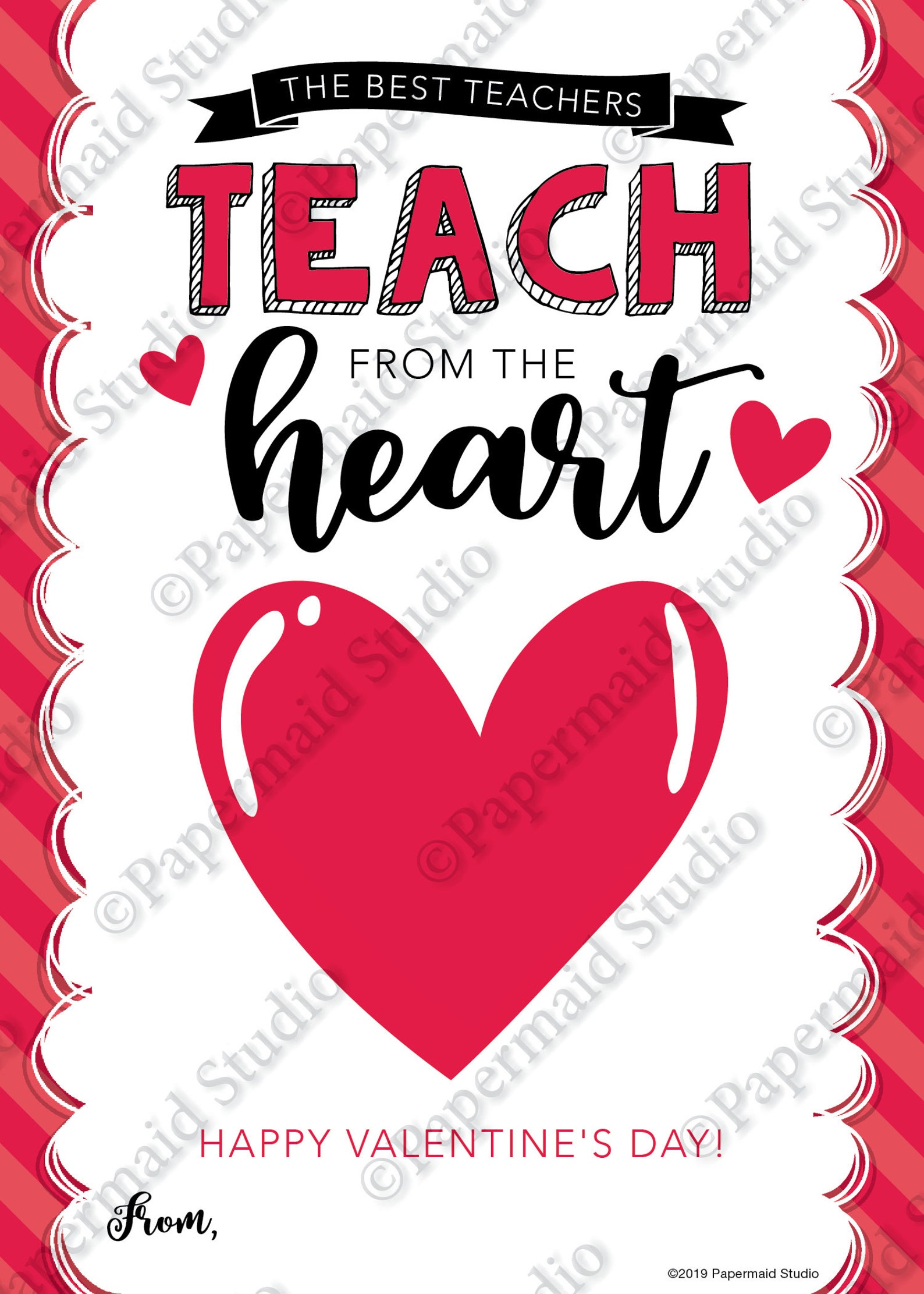 PRINTABLE Teacher Valentine Card -- Valentine's Day Gift Card Holder ...