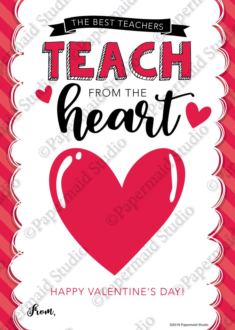 PRINTABLE Teacher Valentine Card -- Valentine's Day Gift Card Holder ...