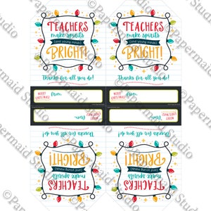 Teacher Christmas Gift Tag Printable - Virtual Learning Teacher Holiday ...