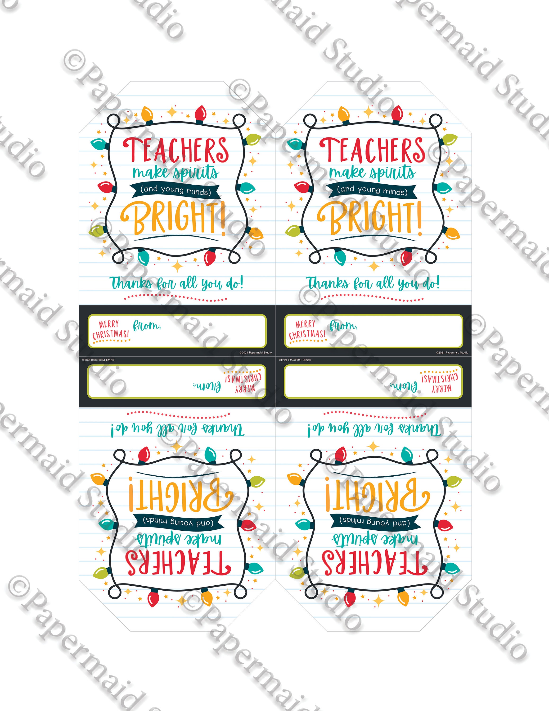 Teacher Christmas Gift Tag Printable - Virtual Learning Teacher Holiday ...