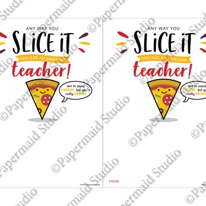 PRINTABLE Teacher Thank You Card - Pizza Gift Card Holder for Teacher ...