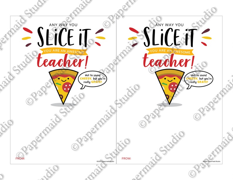 PRINTABLE Teacher Thank You Card Pizza Gift Card Holder for - Etsy